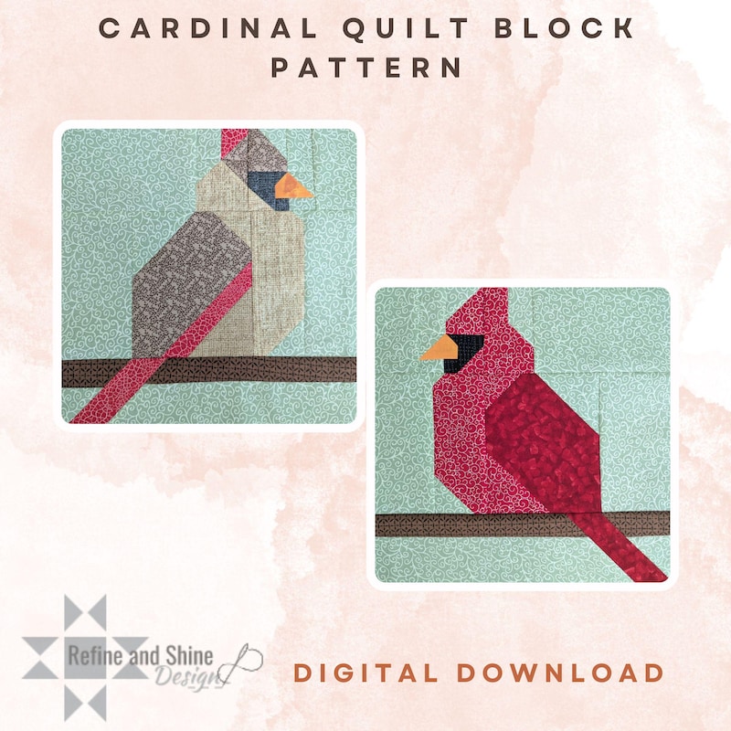 Cardinal Quilt Block - Etsy