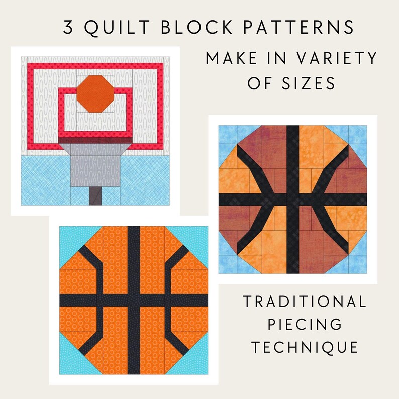 Basketball Fan Quilt Pattern Pack, Pdf Instant Download, Basketball and ...