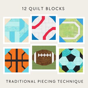 Sports Fan Quilt Pattern Pack Instant Download, Set of 12 Sports Themed ...