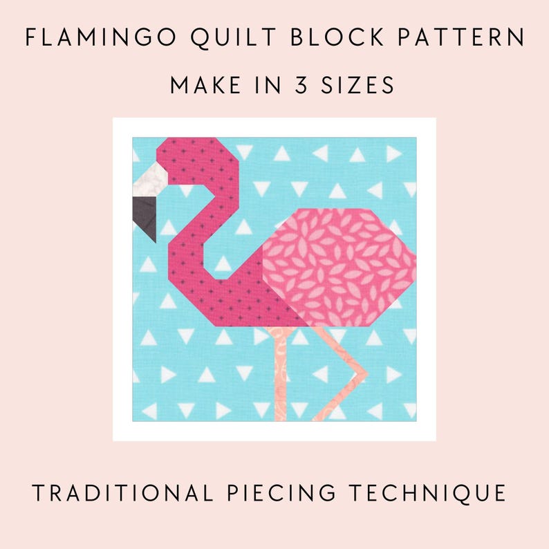 Flamingo Quilt Block Pdf Pattern - Etsy