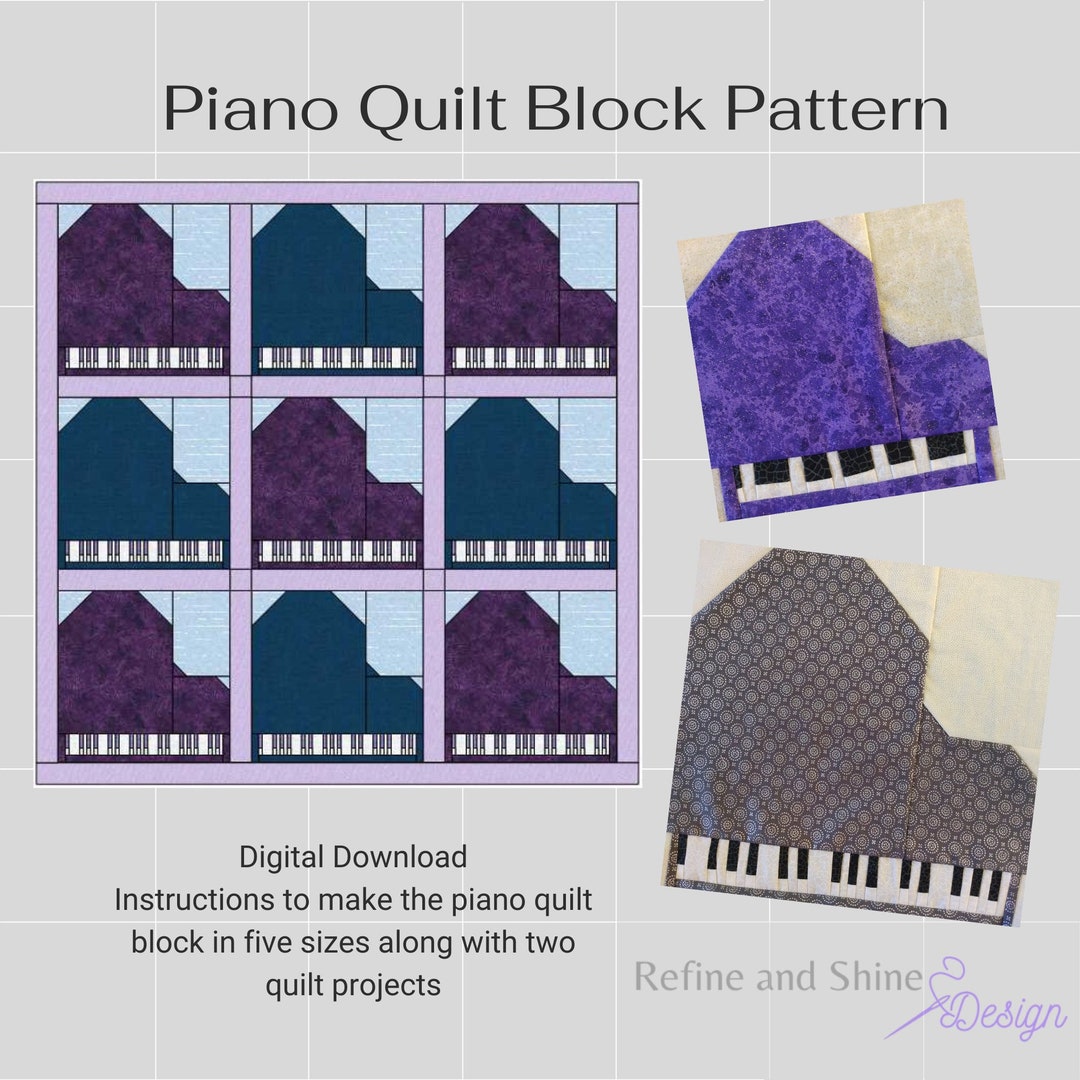 Piano keyboard Quilt Block PDF Pattern - Etsy