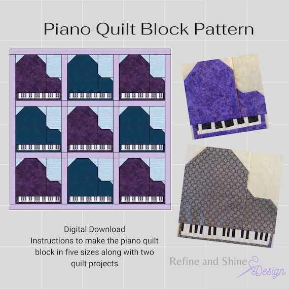 Piano keyboard Quilt Block PDF Pattern - Etsy