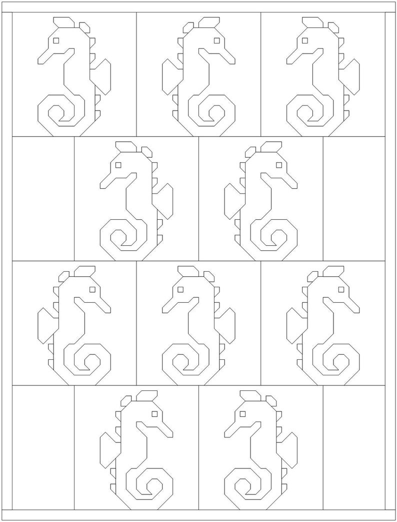 Seahorse Quilt Block Pdf Pattern - Etsy