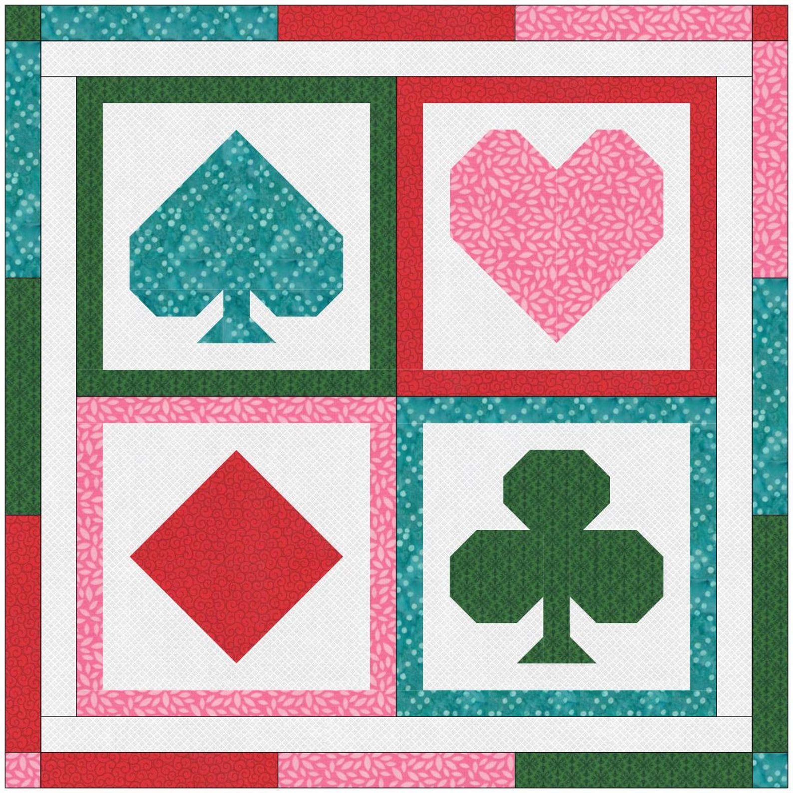Playing Card Suits Quilt Pattern Pack, Instant Download for Club ...