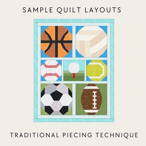 Sports Ball Bundle Quilt Pattern Pack, Set of 12 Quilt Blocks, Instant ...