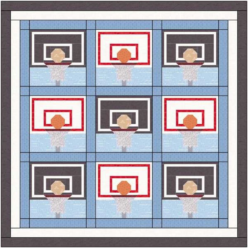 Basketball Hoop Quilt Block PDF Pattern - Etsy
