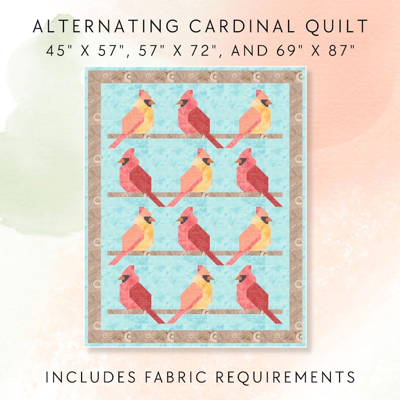 Cardinal Quilt Block Pdf Pattern, Instant Download - Etsy