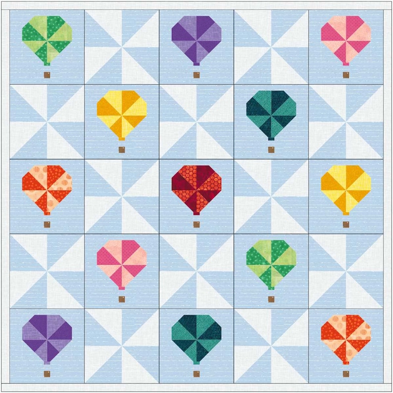 Hot Air Balloon Quilt Block PDF Pattern - Etsy