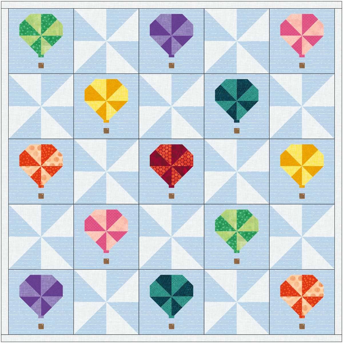 Hot Air Balloon Quilt Block PDF Pattern - Etsy Canada