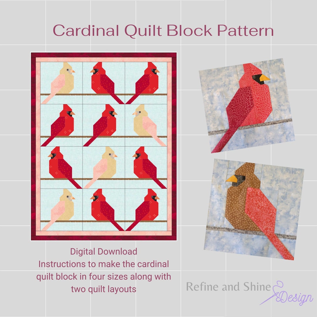 Cardinal Quilt Block Pdf Pattern - Etsy
