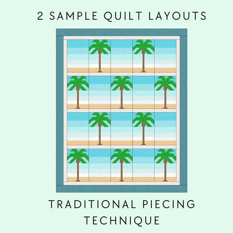 Palm Tree Ocean Quilt Block Pdf Pattern - Etsy