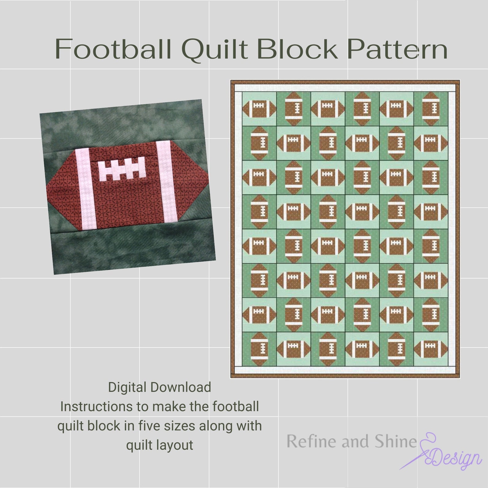 Football Quilt Block PDF Pattern - Etsy