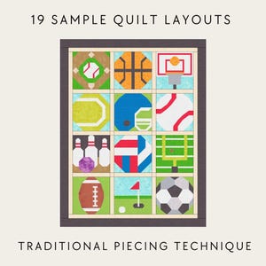 Sports Fan Quilt Pattern Pack Instant Download, Set of 12 Sports Themed ...