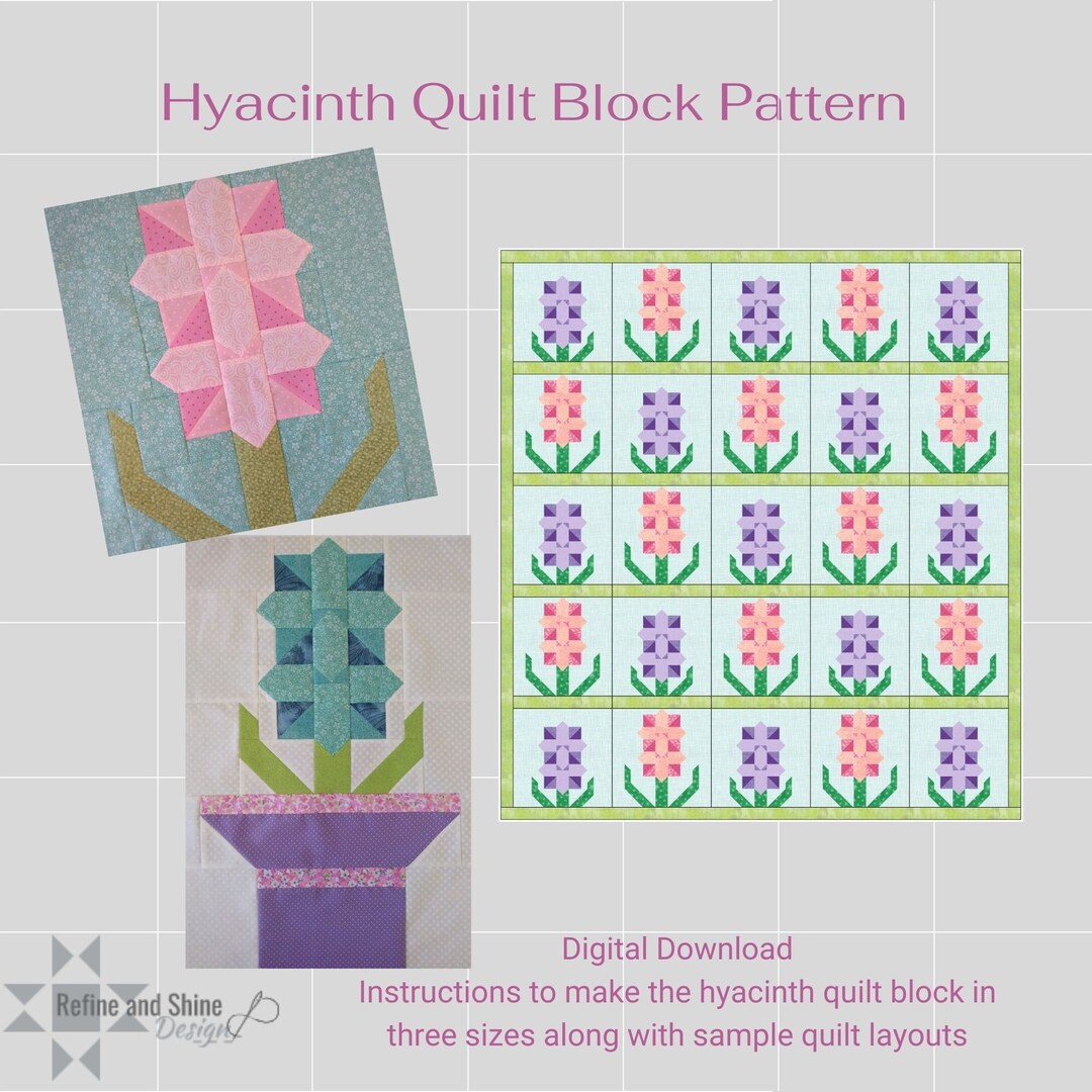 Hyacinth Quilt Block Pdf Pattern - Etsy