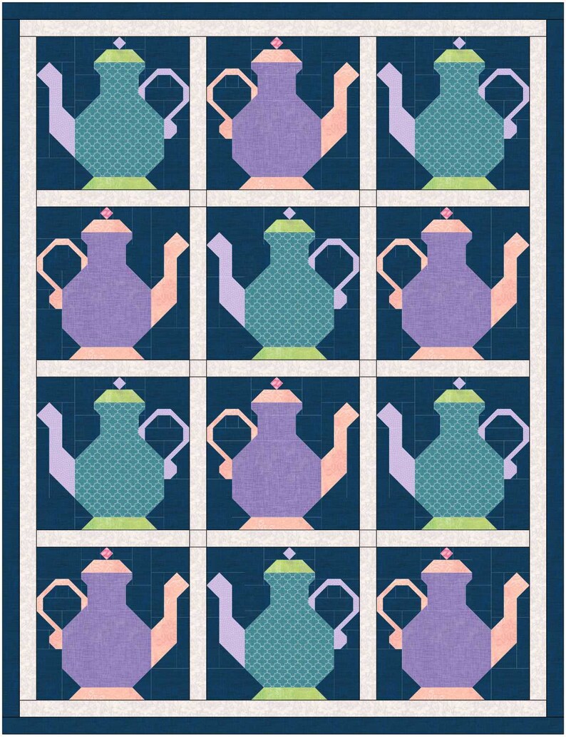 Teapot Quilt Block Downloadable PDF Pattern - Etsy