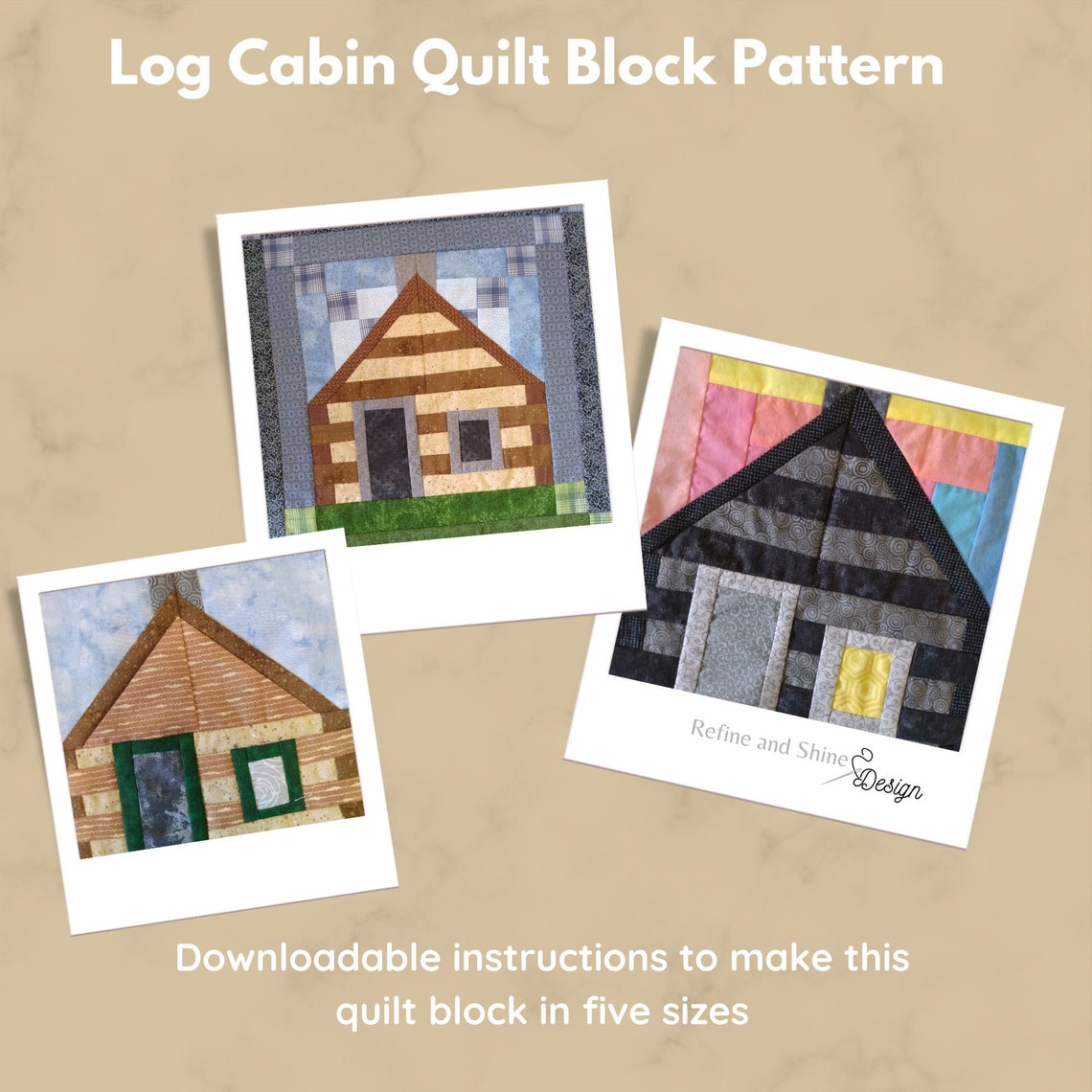 Log Cabin House Quilt Block PDF Pattern - Etsy