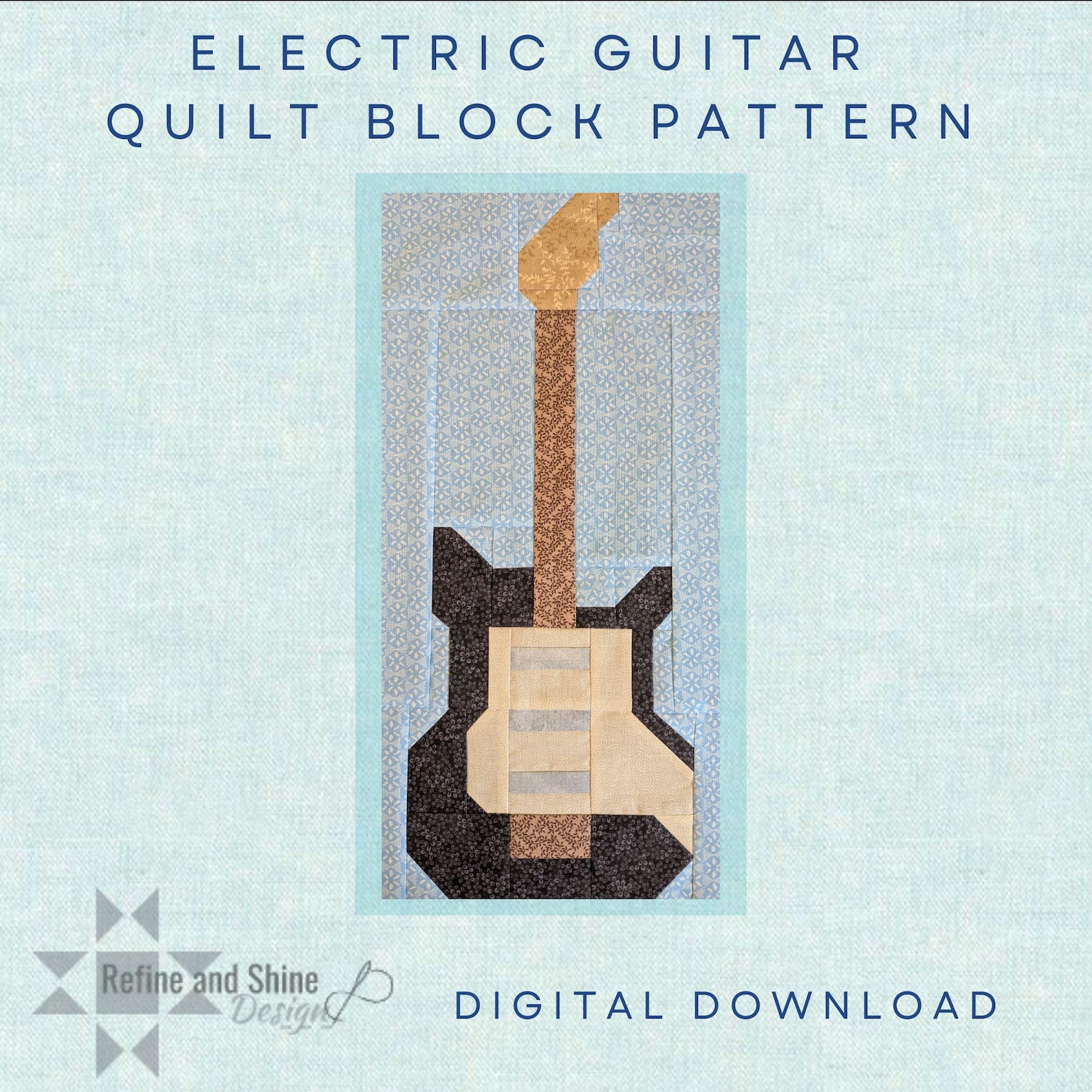 Electric Guitar Quilt Block PDF Pattern - Etsy