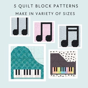 Piano and Music Note Quilt Pattern Pack - Etsy