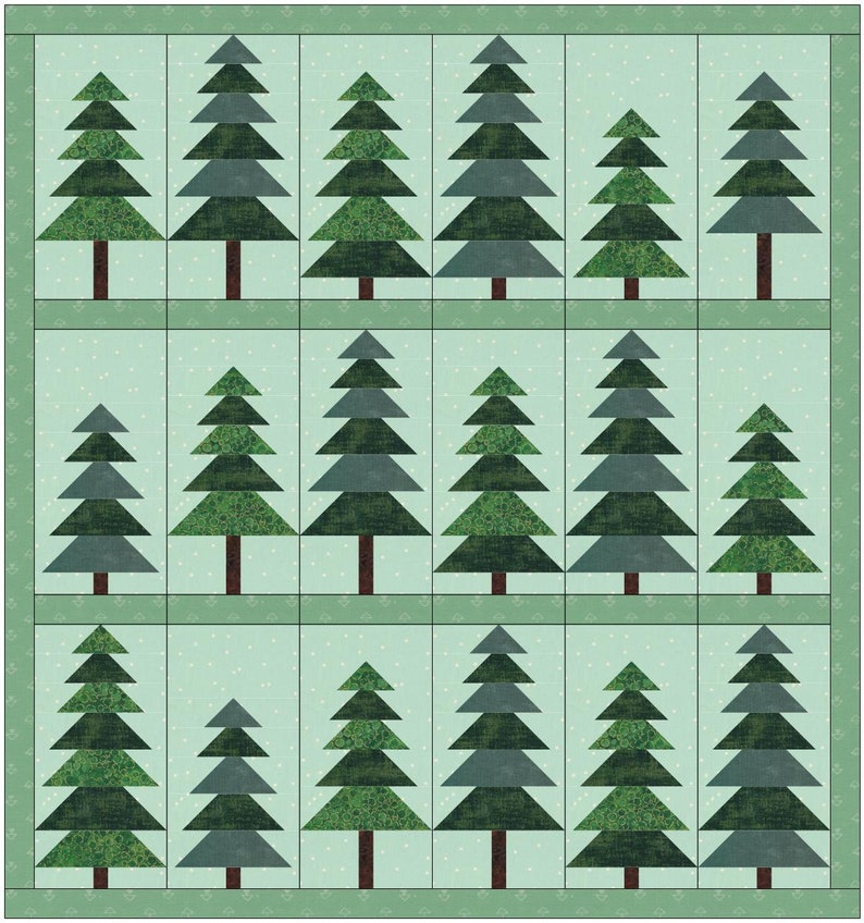 Pine Tree Forest Quilt Block Pdf Pattern - Etsy Canada