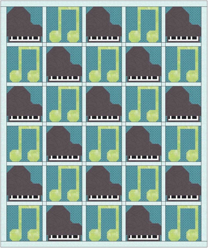 Piano and Music Note Quilt Pattern Pack - Etsy