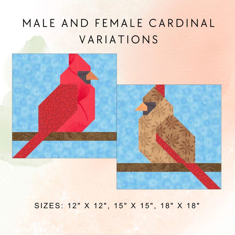 Cardinal Quilt Block Pdf Pattern, Instant Download - Etsy