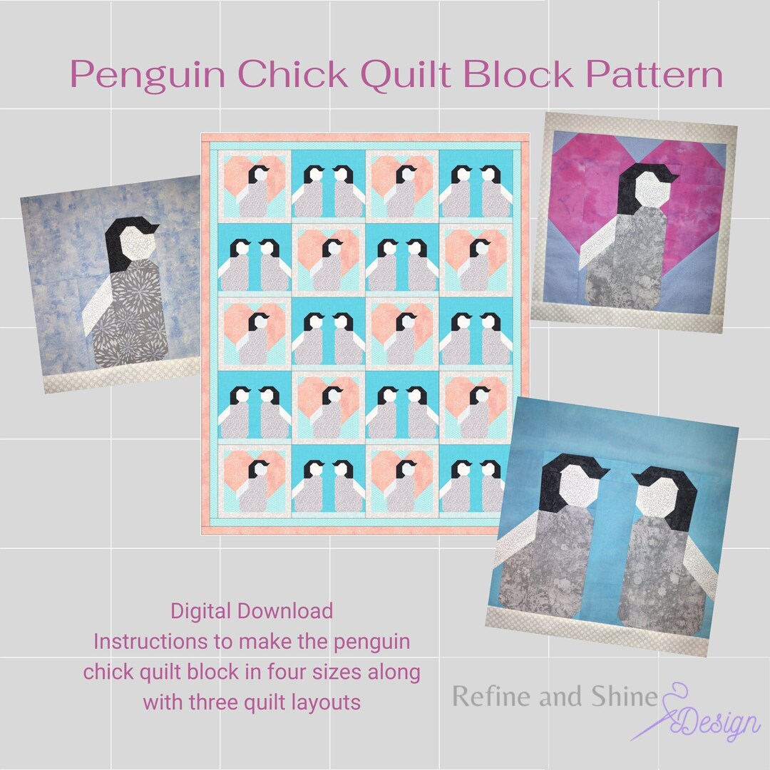 Penguin Chick (baby Penguin) Quilt Block Pdf Pattern - Etsy
