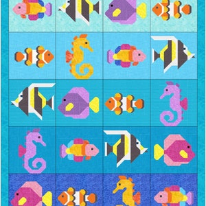 Sea Life Sampler Quilt Pattern Pack Pdf Set of 9 Fish and Ocean ...