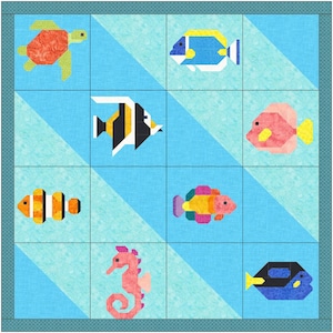 Sea Life Sampler Quilt Pattern Pack Pdf Set of 9 Fish and Ocean ...