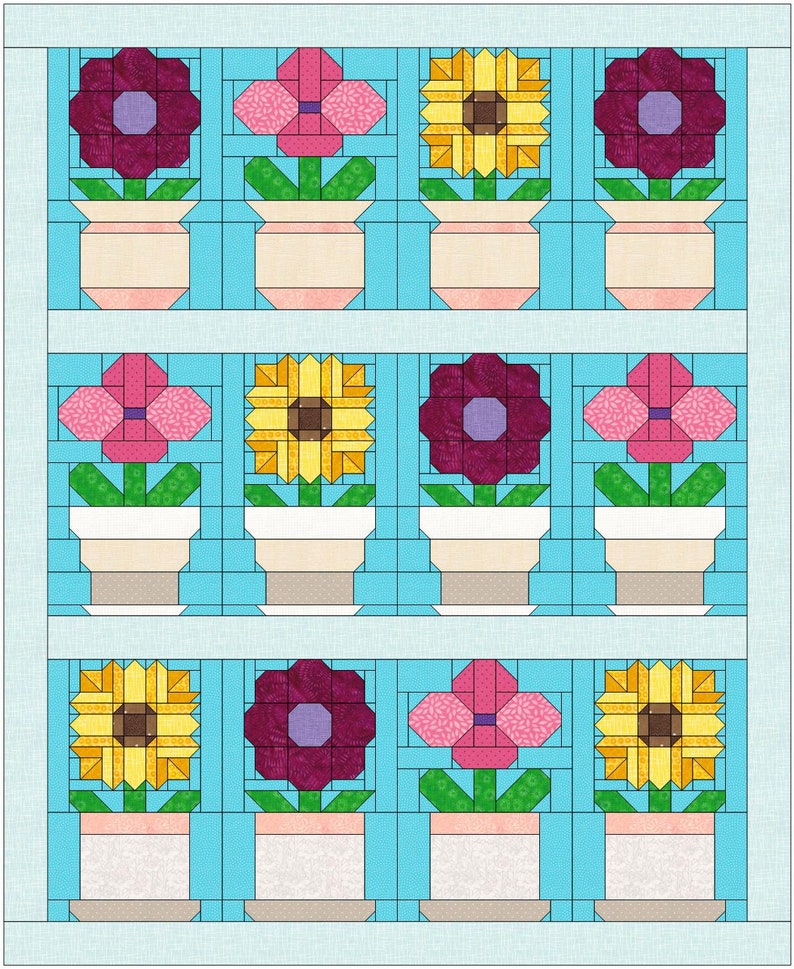 Flowerpot Quilt Pattern Pack Pdf - Etsy