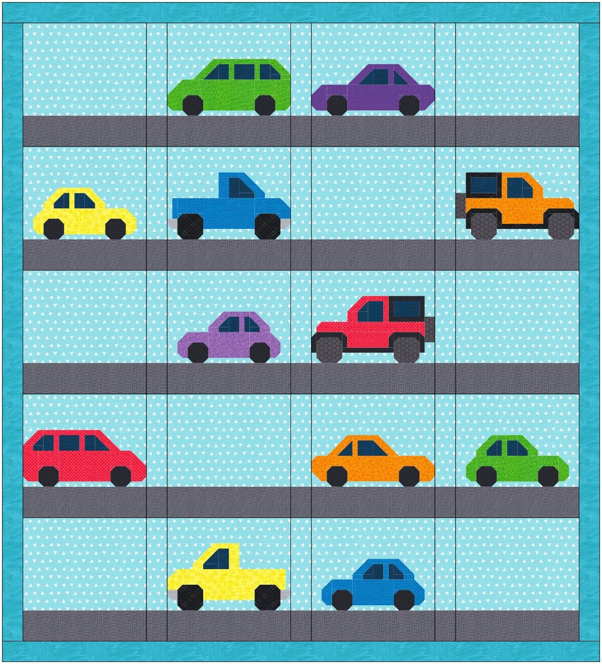 Automobile Quilt Block Pattern Pack. Instant Download of 5 Vehicle ...