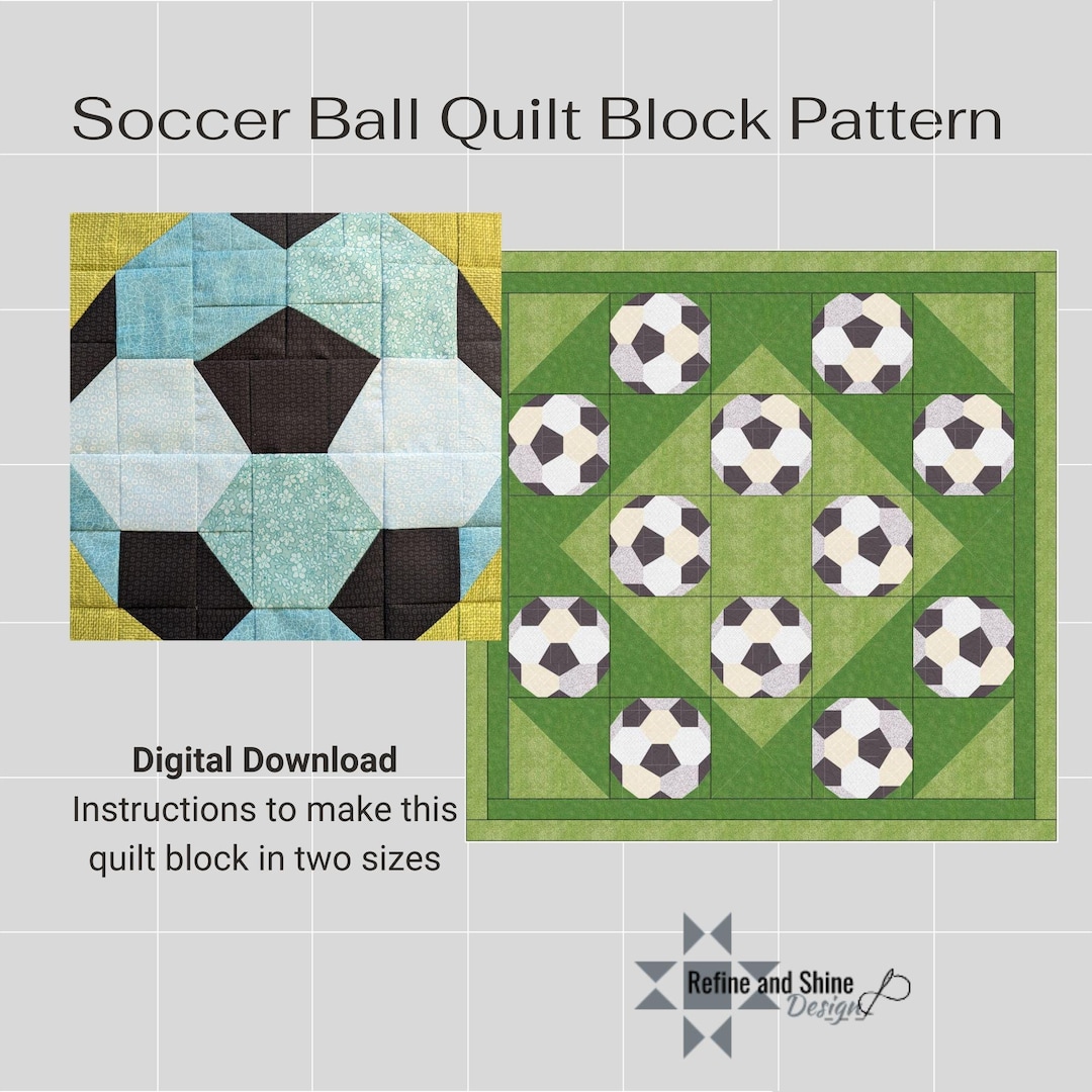 Soccer football Quilt Block Pdf Pattern Instant Download - Etsy