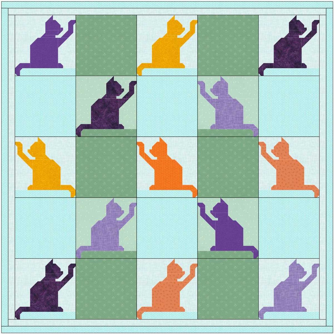 Playful Cat Quilt Block Pdf Pattern - Etsy