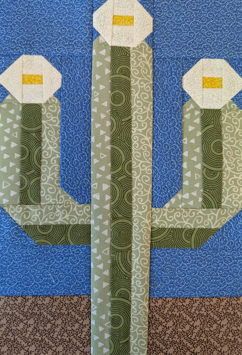 Desert Saguaro Cactus Quilt Block Pdf Pattern - Etsy