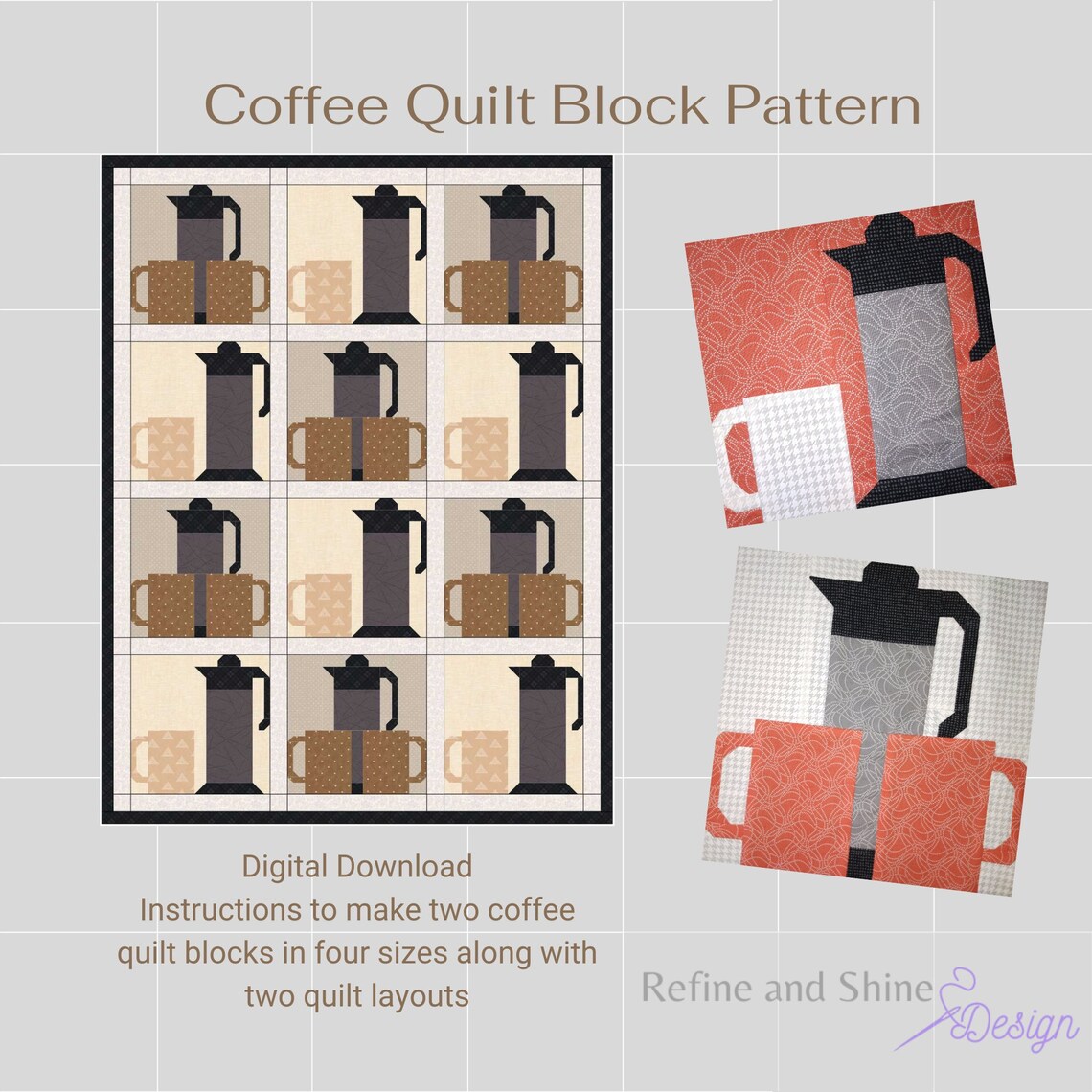 Coffee for One or Two Quilt Block PDF Pattern - Etsy