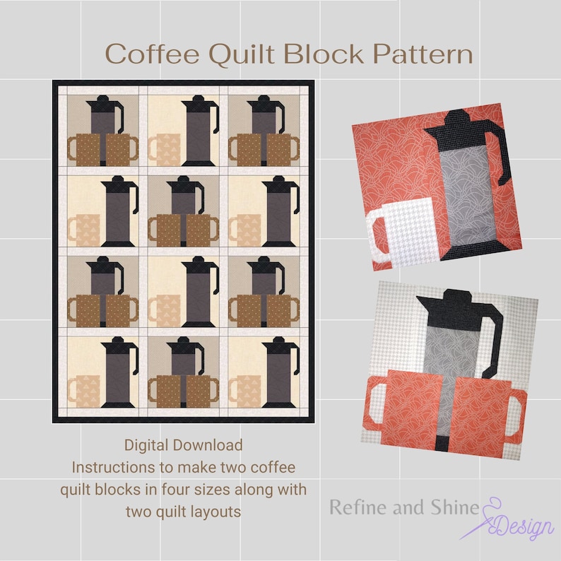 Coffee for One or Two Quilt Block PDF Pattern - Etsy