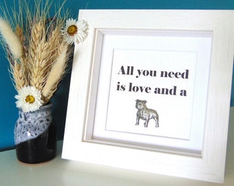 Staffordshire Terrier Gift Watercolor Black and White Staffie - Etsy