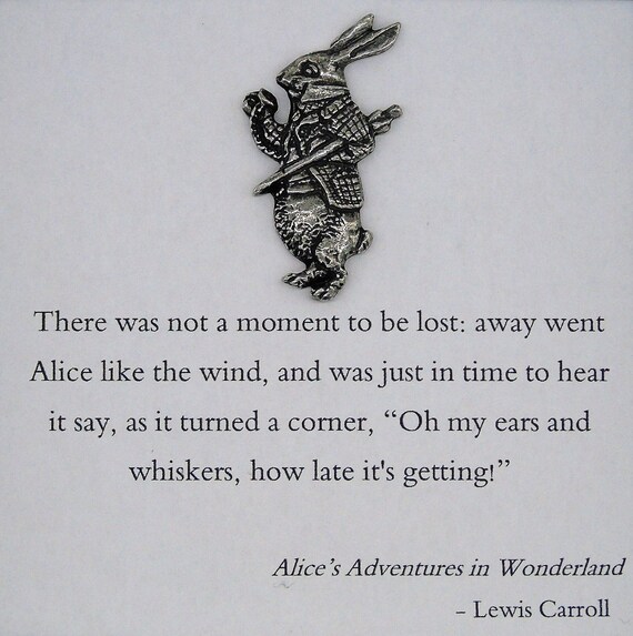 Alice In Wonderland Rabbit Clock Quote