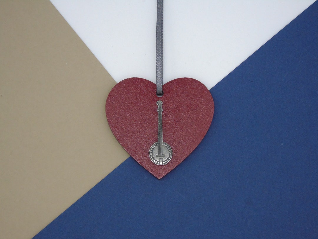 Banjo Wooden Heart Christmas Tree Decoration - Banjo Ornament - Music ...