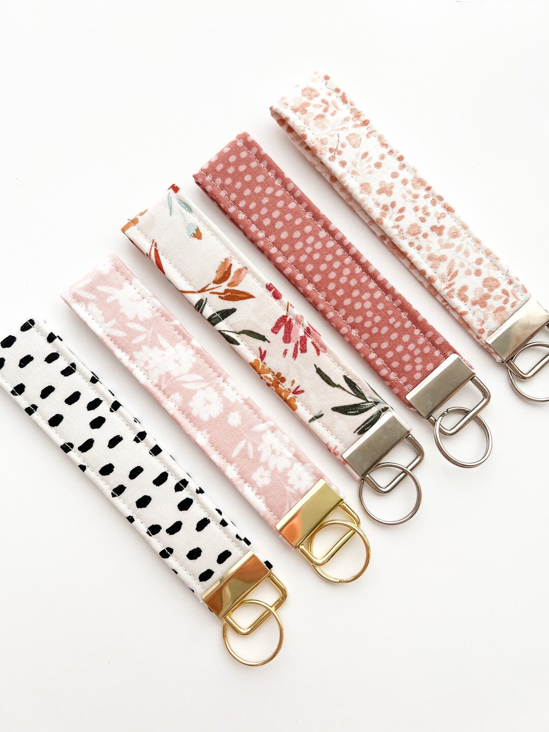 Floral Keychain Wristlets, Neutral Key Fobs, Wristlet for Keys, Key ...