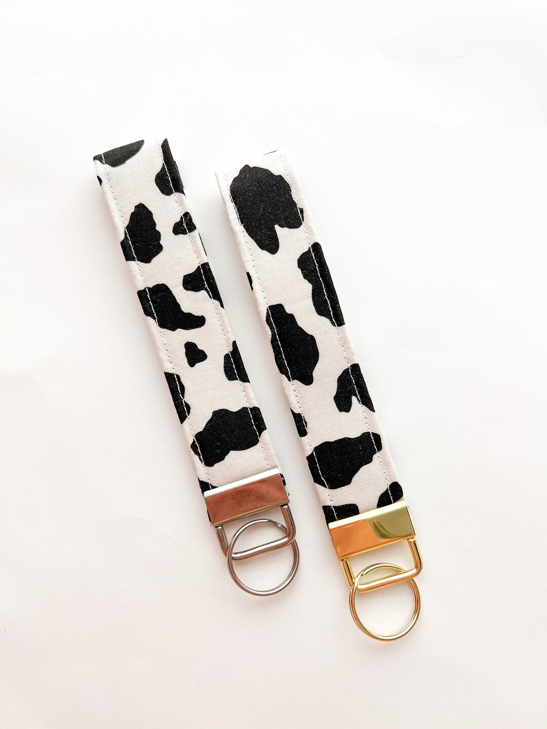 Cow Print Keychain Wristlet, Key Fob, Car Key Holder, Fabric Key ...