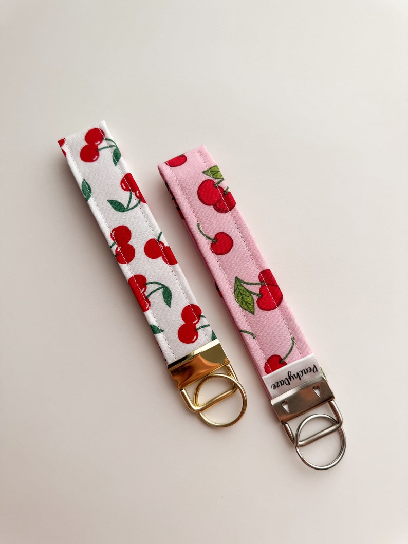 Fruit Print Keychain Wristlet, Handmade Cotton Key Fob - Etsy
