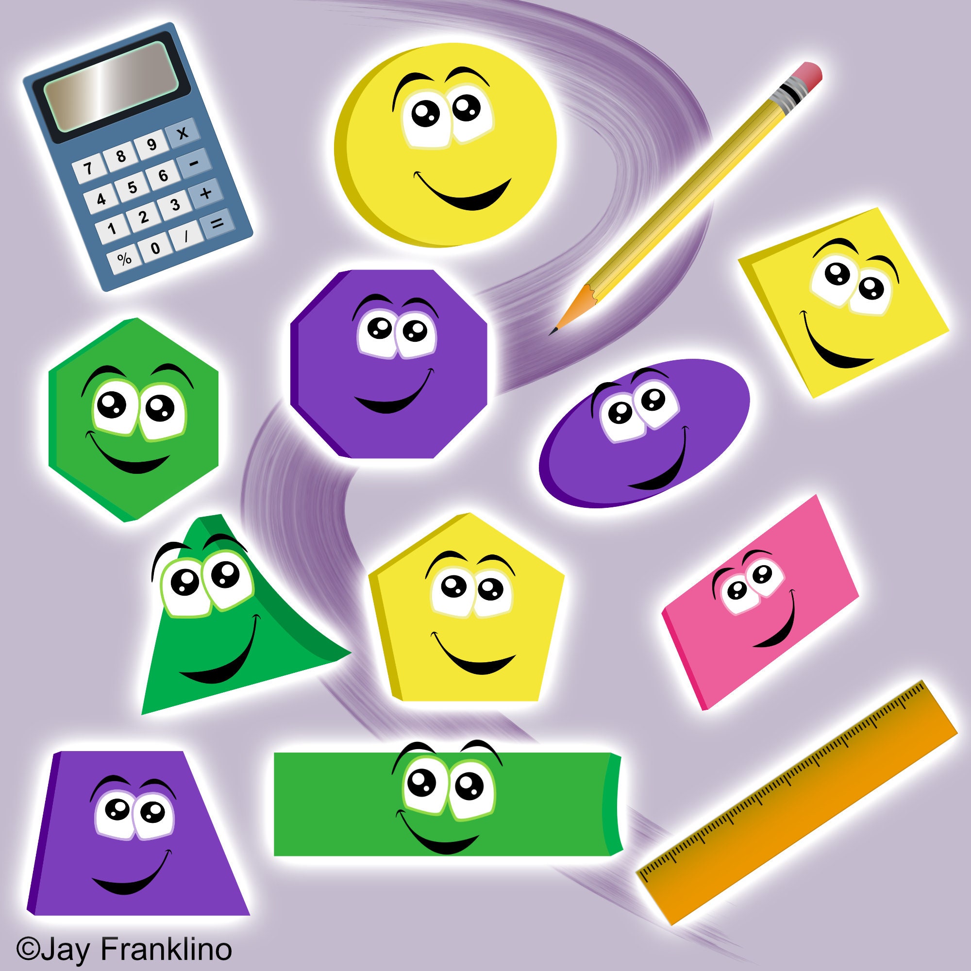 Math Geometry Images math shapes clip art classroom art | Etsy