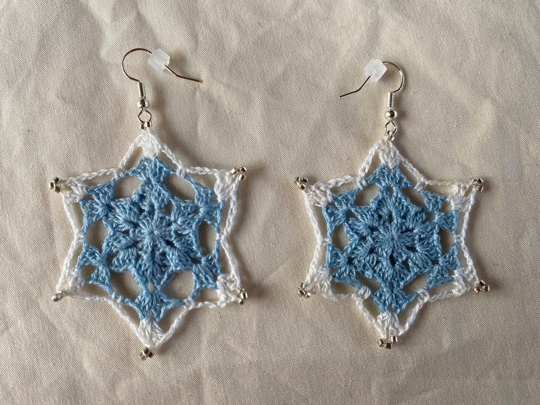 Crochet Snowflake Doily Earrings - Etsy