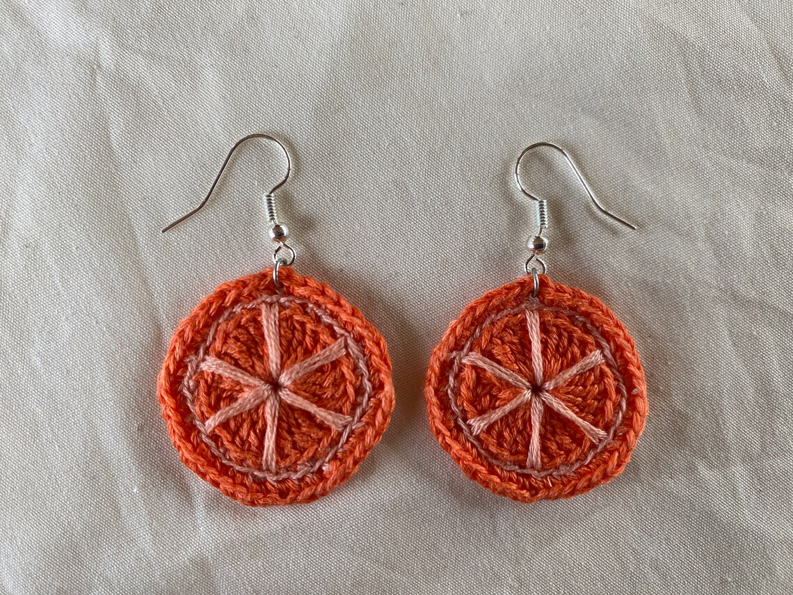 Crochet Orange Slice Earrings - Etsy