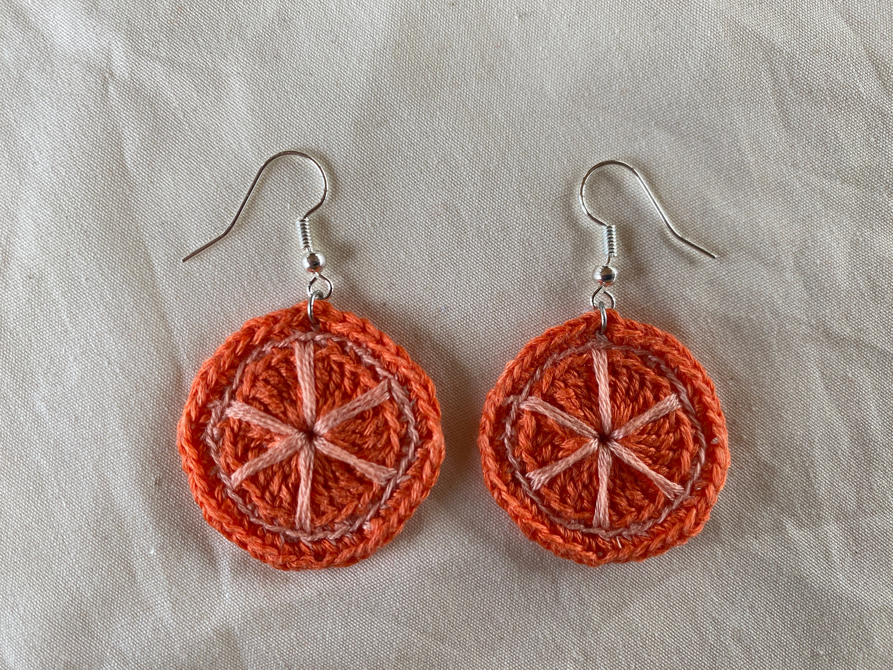 Crochet Orange Slice Earrings - Etsy