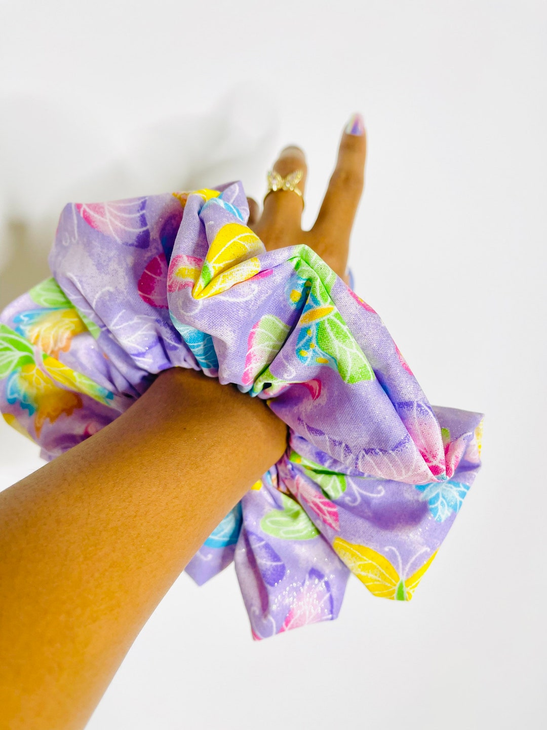 Luxurious Jumbo XL OVERSIZED Purple Multicolor Butterfly Print Cotton ...