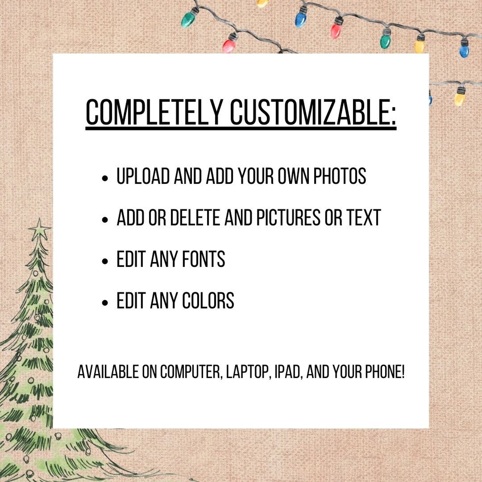 Custom Christmas Card Template | Canva Christmas Card Template | Custom ...