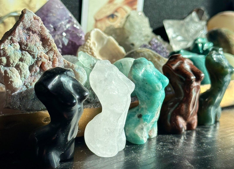 Crystal Goddess Model Carvings, Obsidian Goddess Carving,moss Agate ...