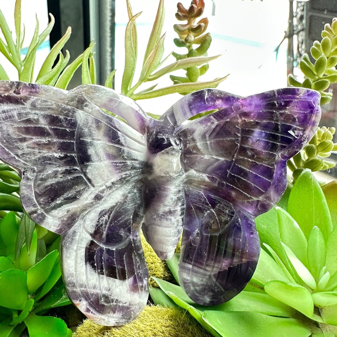 Dream Amethyst Butterfly Crystal Carving, Quartz Crystal, Amethyst ...