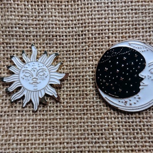 Bright Sun Face Pin the Dark Side of the Moon Night Sky Enamel Pin Cute ...